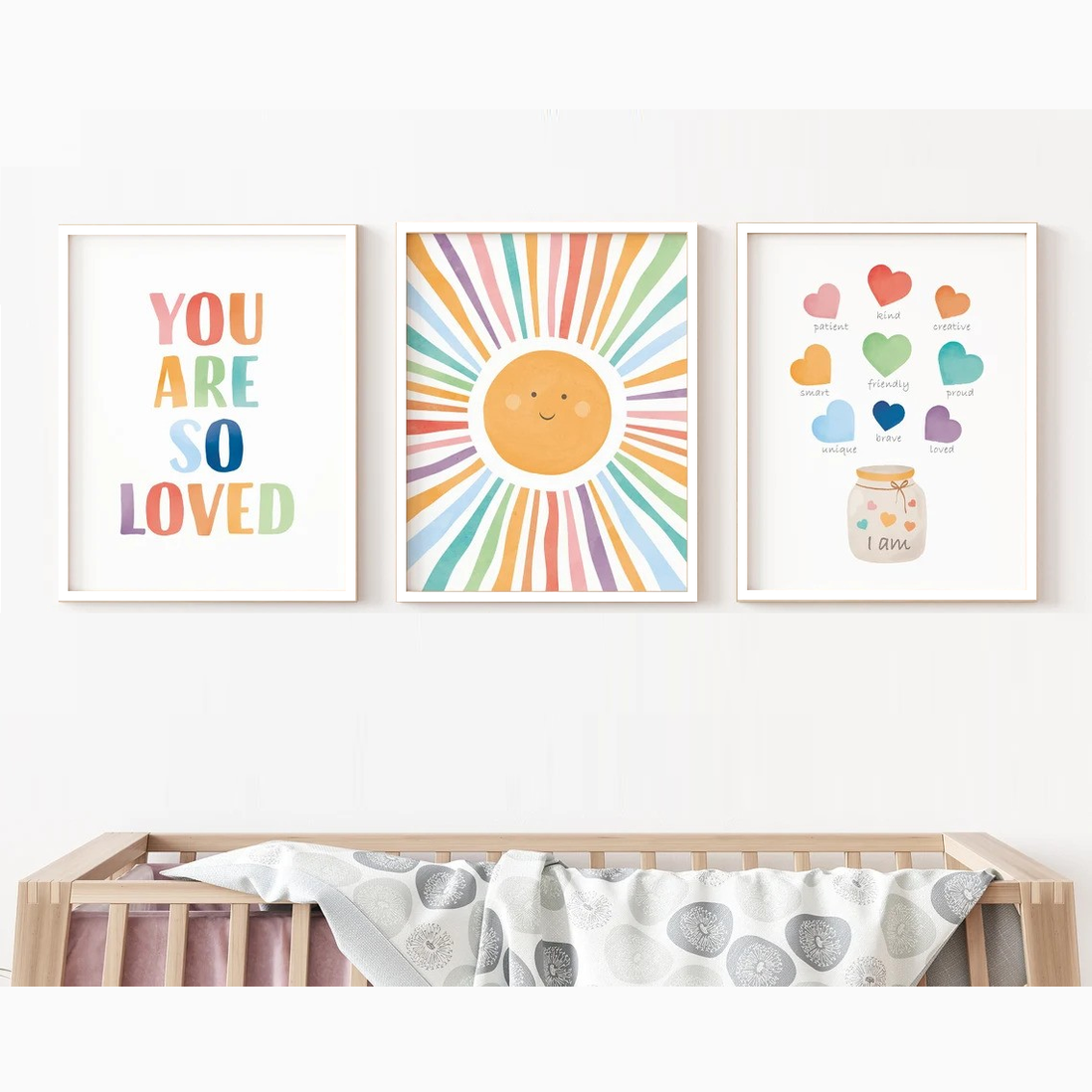 Set of 3 Nursery Wall Art Frames, Kids Montessori Décor frame | Frame World